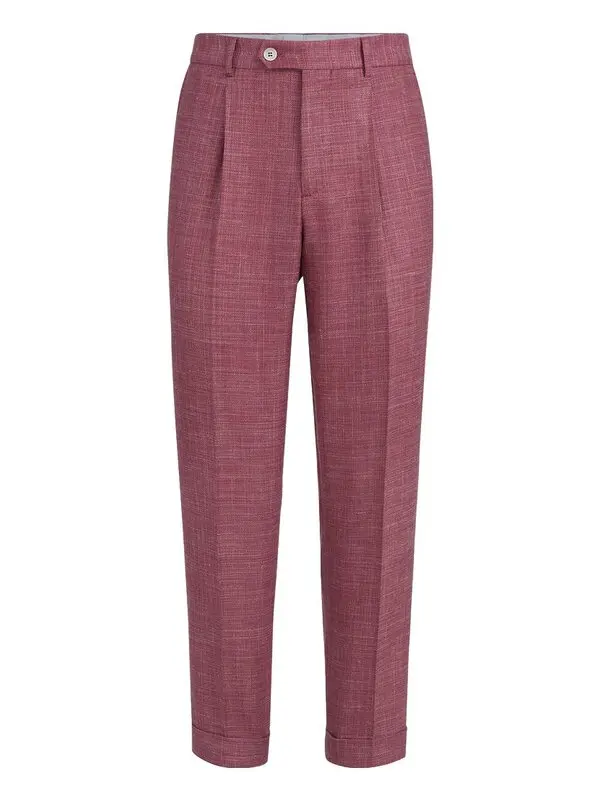 Brunello Cucinelli Hopsack Pleated Trousers - Coral