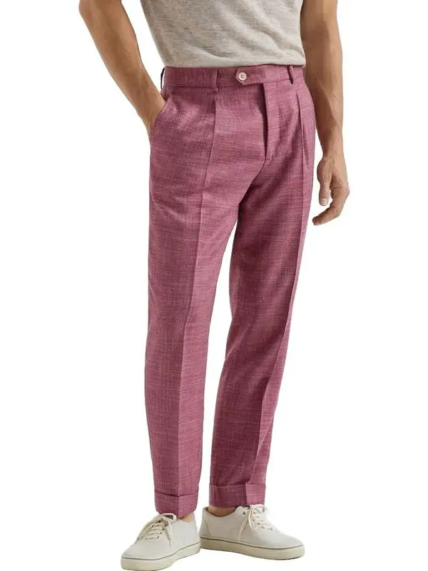 Brunello Cucinelli Hopsack Pleated Trousers - Coral