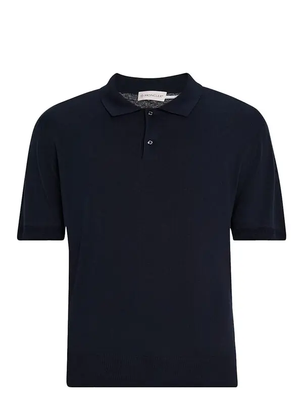 Moncler Silk And Linen Knit Polo Shirt - Navy