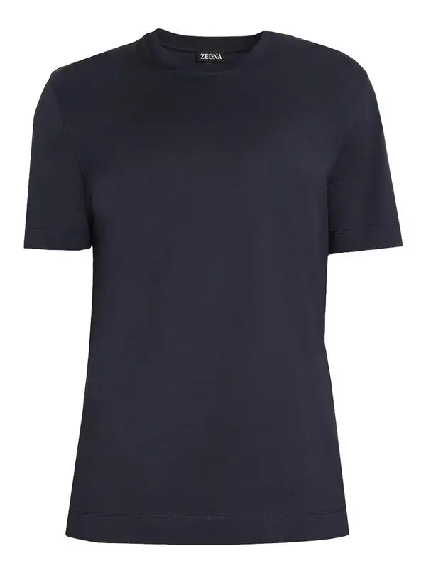 Zegna Cotton Jersey Crewneck T-shirt - Blue