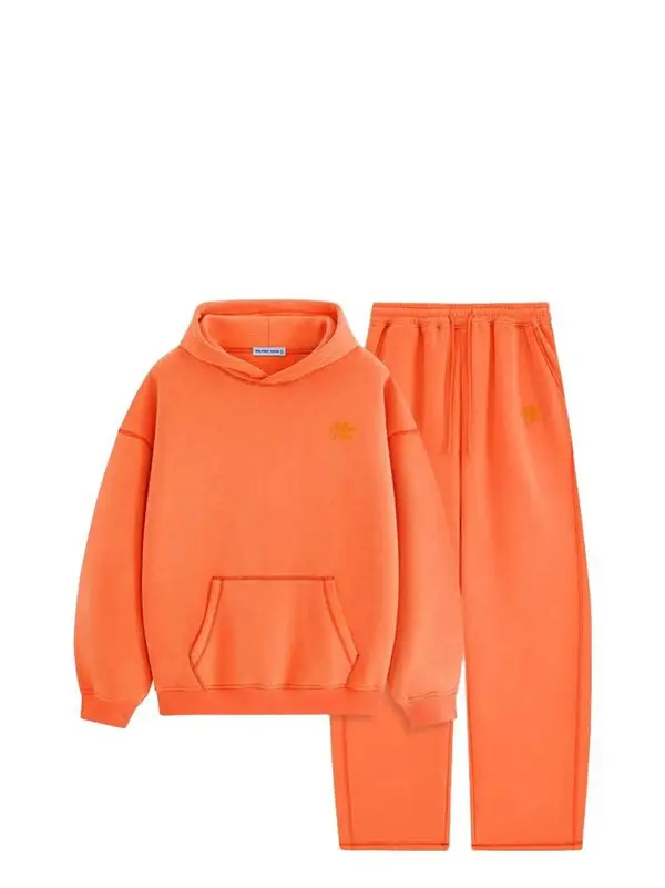AELFRIC EDEN Cloud Essential Fleece Pullover Hoodie Super Baggy Set - Orange
