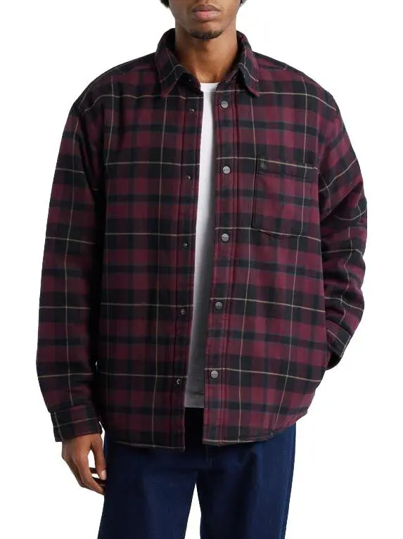 Carhartt Work In Progress Gargan Plaid Cotton Flannel Snap-up Shirt Jacket - Red Multi