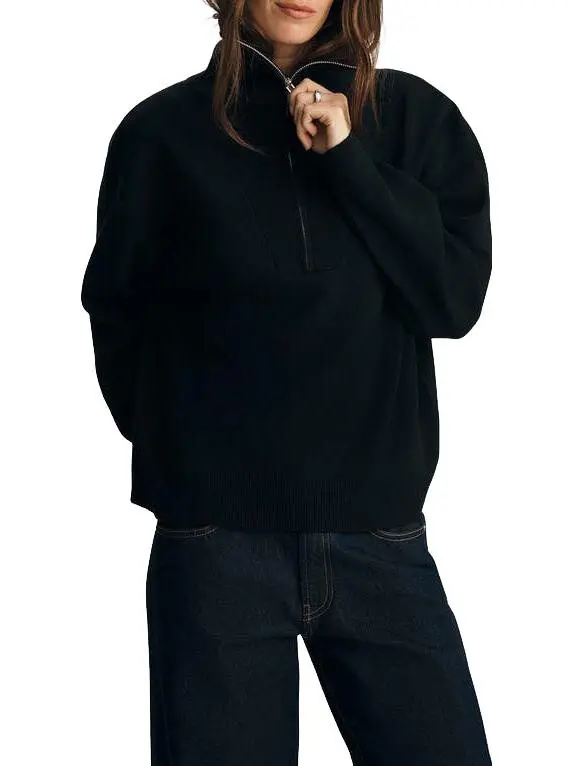 MAVI Half Zip Polo Sweater - Black