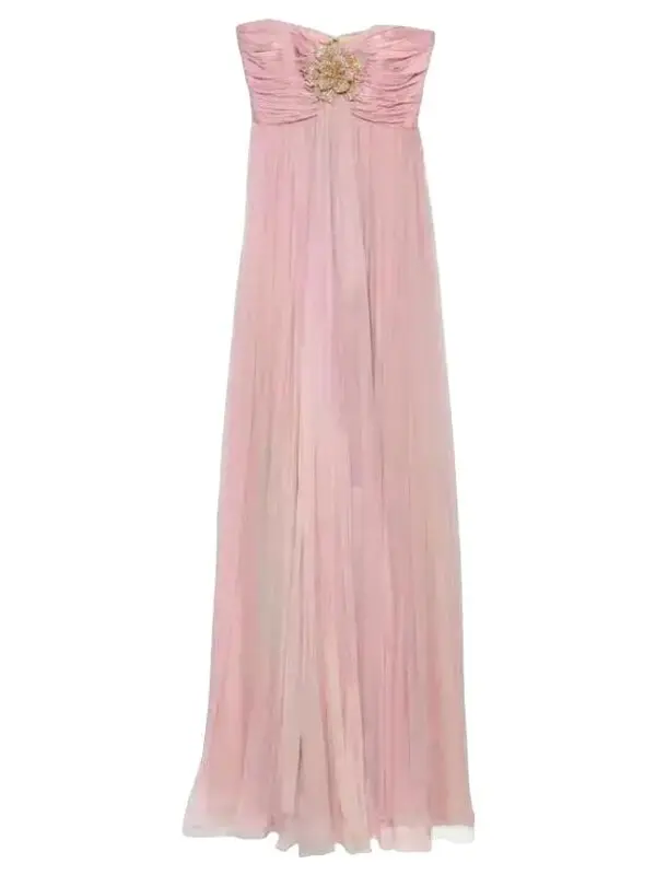 M.MARQUISE Ines Floral-appliqué Maxi Dress - Pink