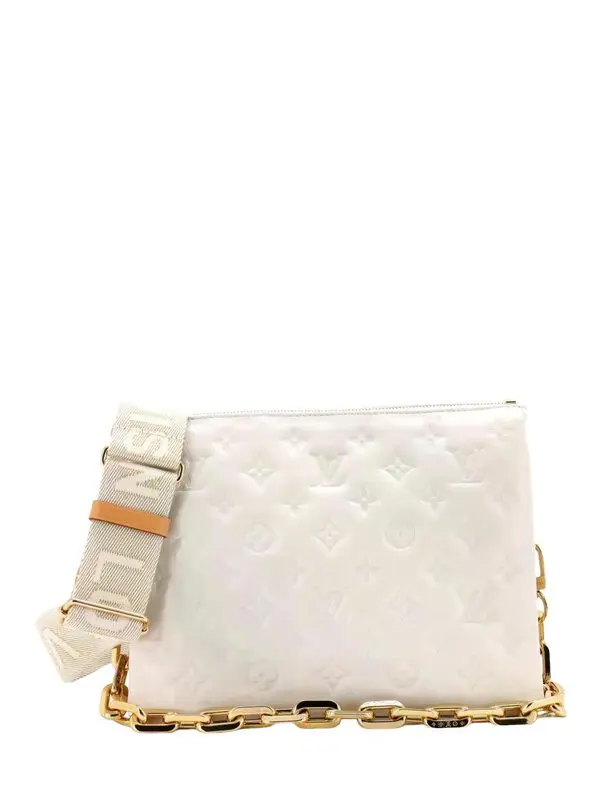 LOUIS VUITTON Coussin Pm Crossbody Bag Monogram Embossed Lambskin - White