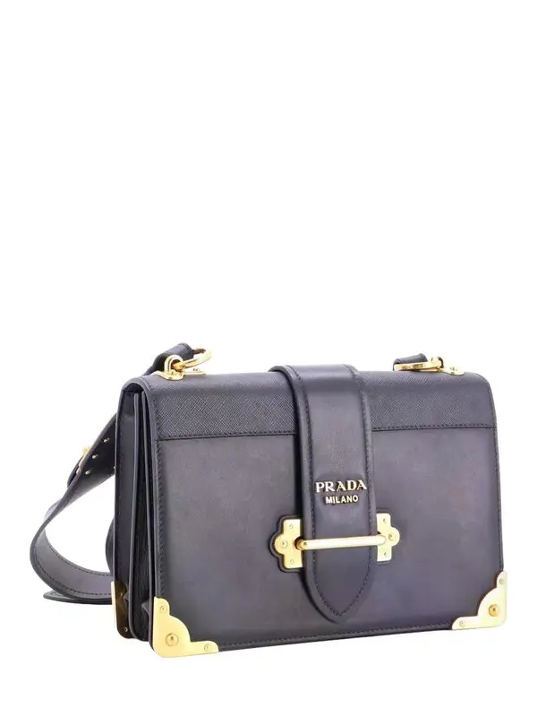 Prada Cahier Leather And Saffiano Leather Large Crossbody Bag - Black