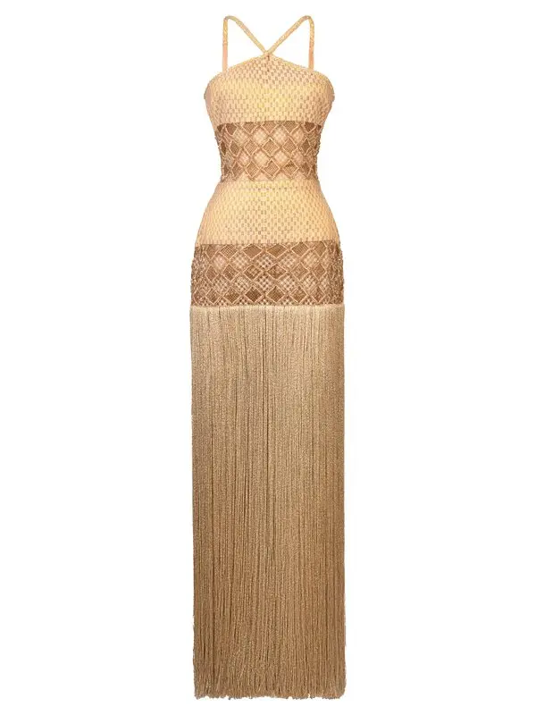 Kilentar Ibemi Lace-paneled Fringe Maxi Dress - Multi