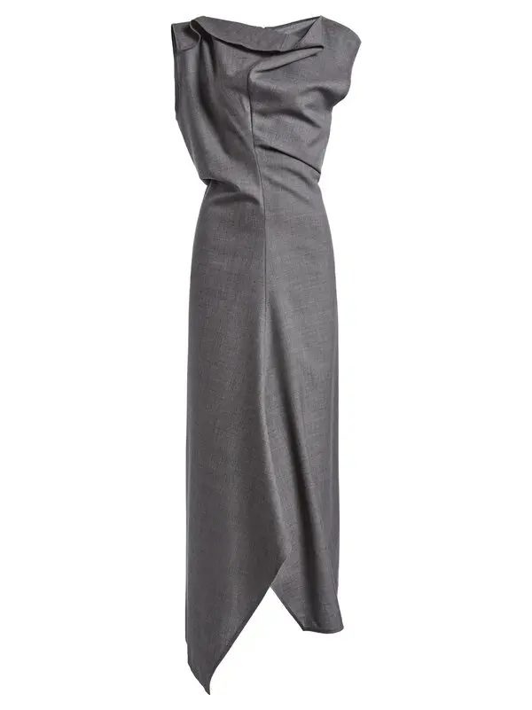 Victoria Beckham Draped Wool Midi Dress - Light Grey