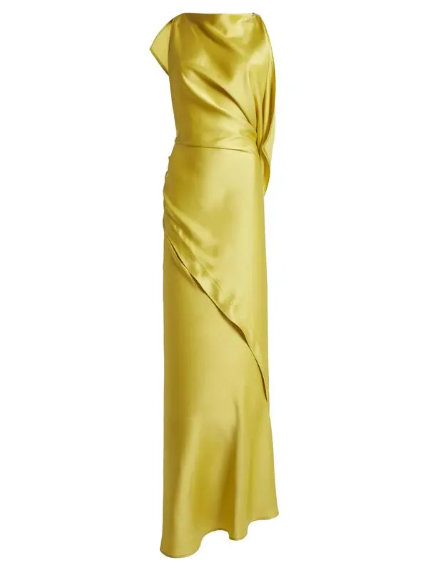 Victoria Beckham Draped Satin Gown - Yellow
