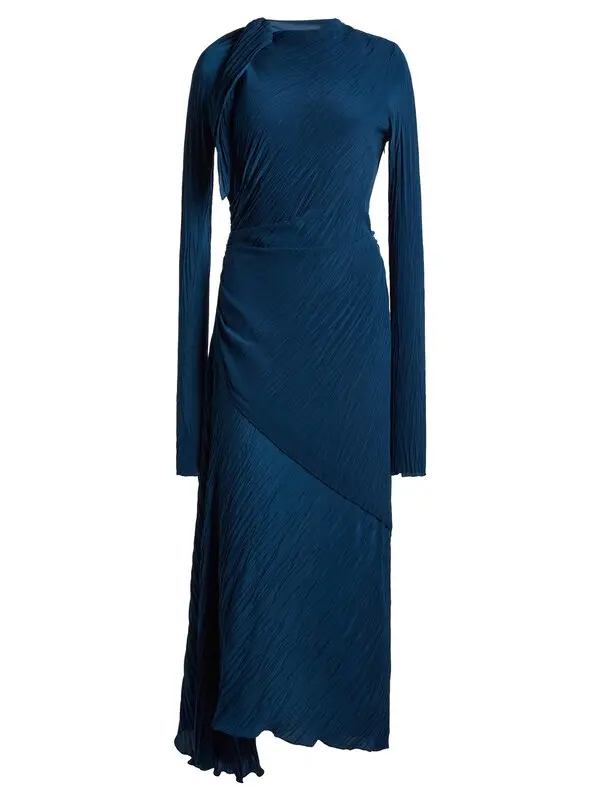 Victoria Beckham Plissé Georgette Draped Midi Dress - Blue