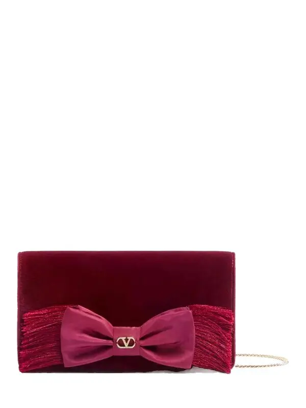 Valentino Garavani Vlogo Signature Velvet Clutch - Red