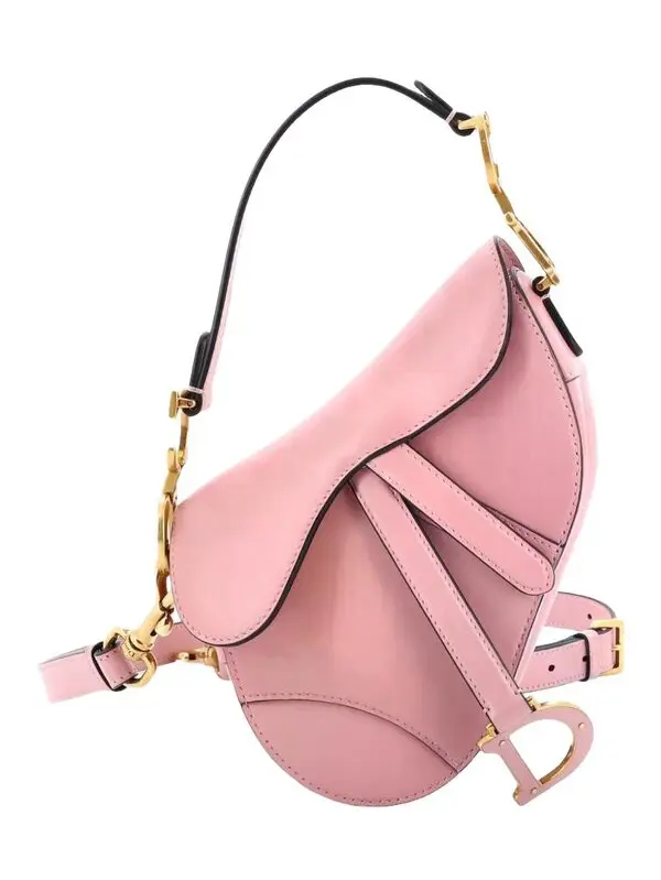 Dior Saddle Handbag With Strap Leather Mini Shoulder Bag - Pink