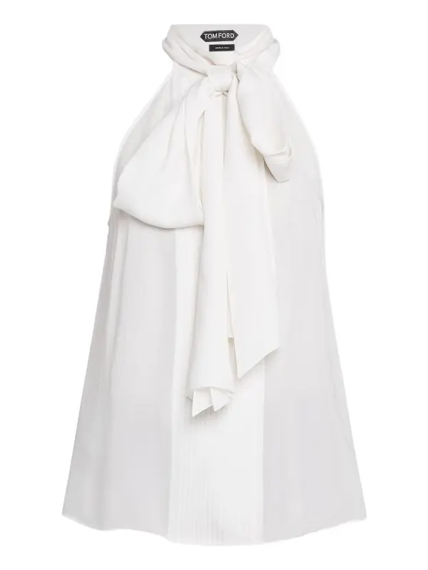 TOM FORD Silk Georgette Neck-scarf Halter Top - Optical White