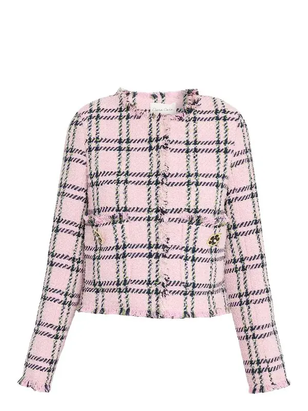 Cara Cara Waylin Plaid Tweed Jacket - Pink/green