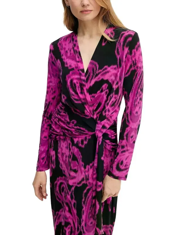 Joseph Ribkoff Paisley-print Tie Midi Dress - Black