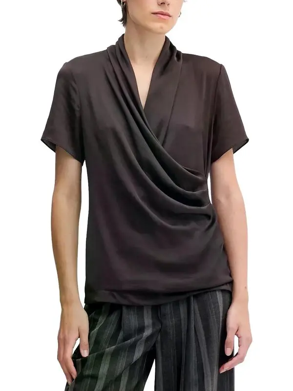 Joseph Ribkoff Draped Top - Brown