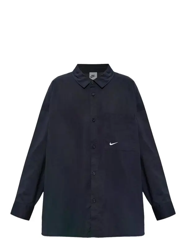 Nike Logo Detail Button Down Shirt - Black