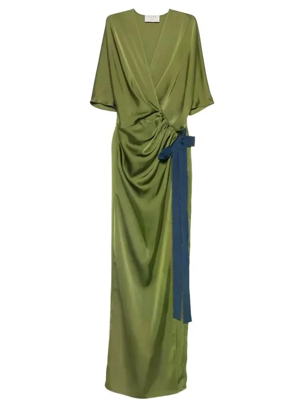 V:PM ATELIER Draped Tie-detail Dress - Green