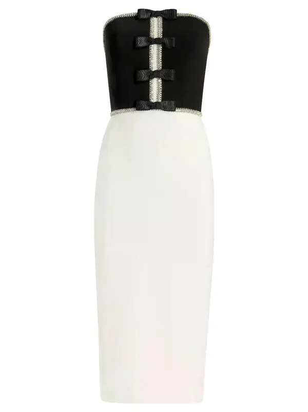 Jenny Packham Odette Bow Embellished Midi Dress - White