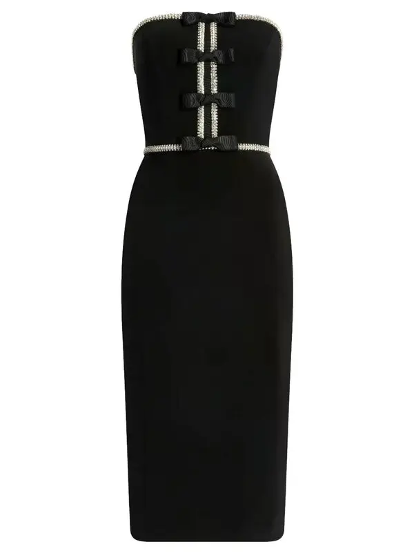 Jenny Packham Odette Bow-embellished Beaded Midi Dress - Black