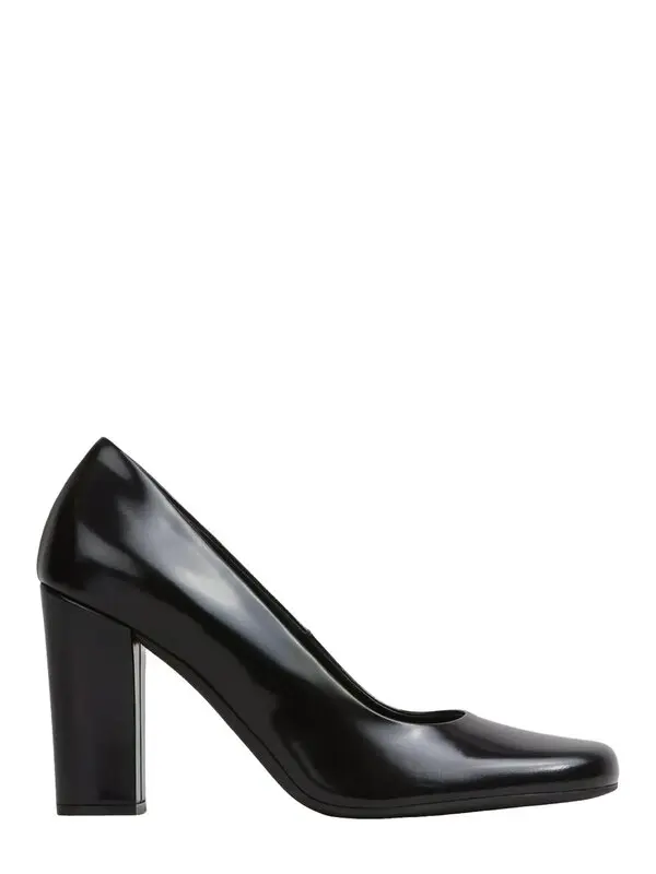 THE ROW Penelope Rounded Calf Leather Heel Shoes - Black