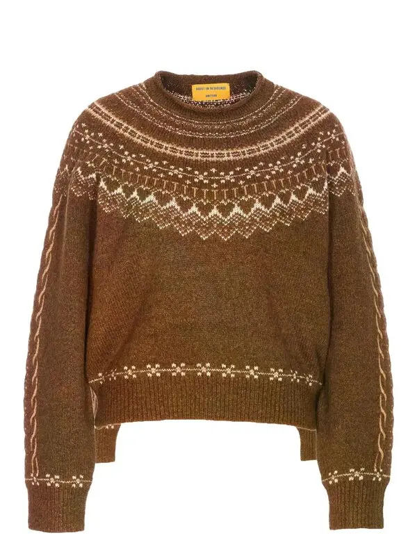 Guest In Residence Patterned Crewneck Sweater - Brown