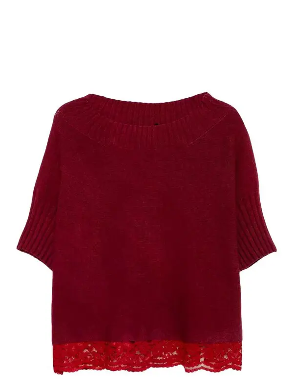BLAKLACE Lace Trimmed Top - Red