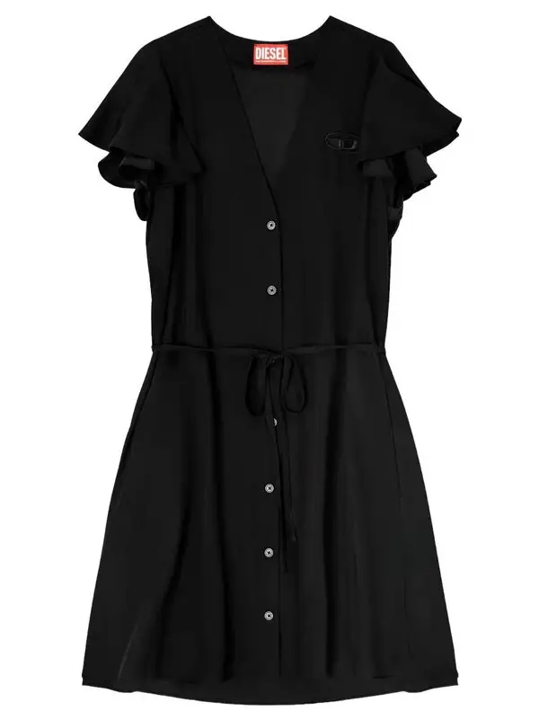 Diesel Flutter-sleeve V-neck Dress - Black