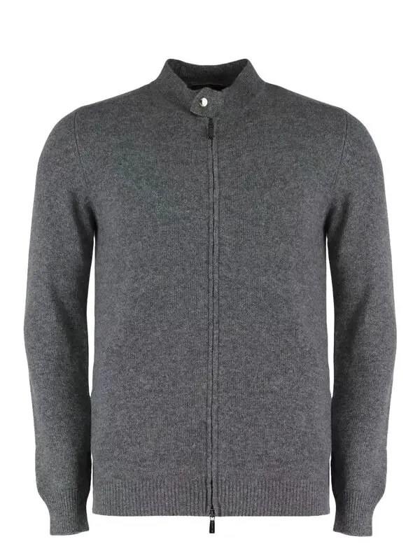 MOORER Zip-up Cardigan - Grey
