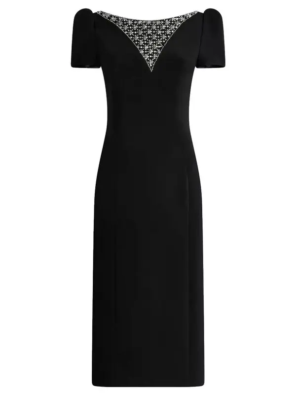 Jenny Packham Vienna Embellished Puff-sleeve Midi Dress - Black
