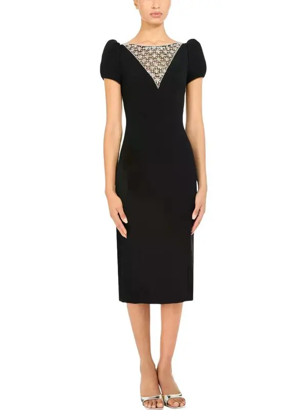 Jenny Packham Vienna Embellished Puff-sleeve Midi Dress - Black