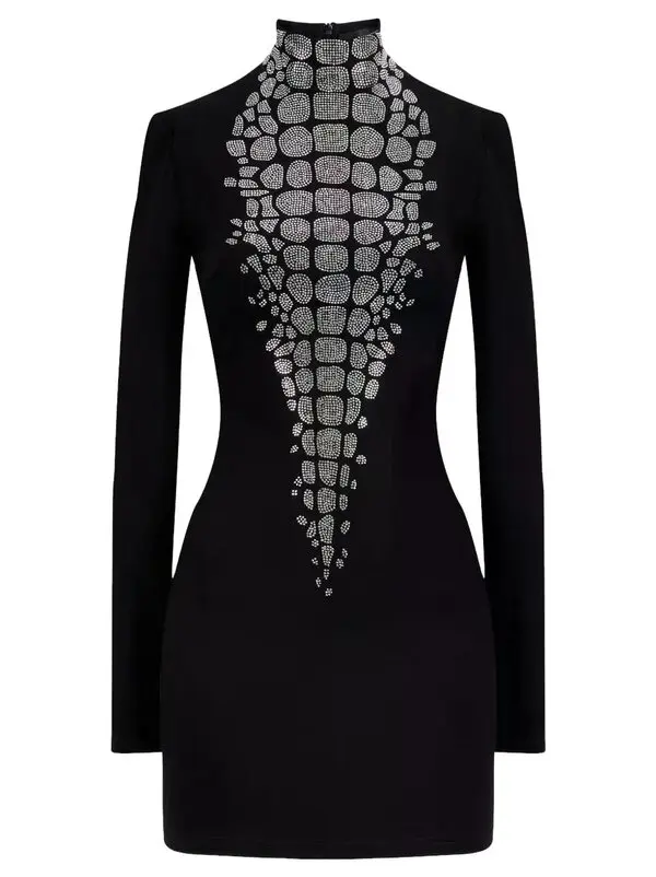 David Koma Croc-effect Mini Dress - Black