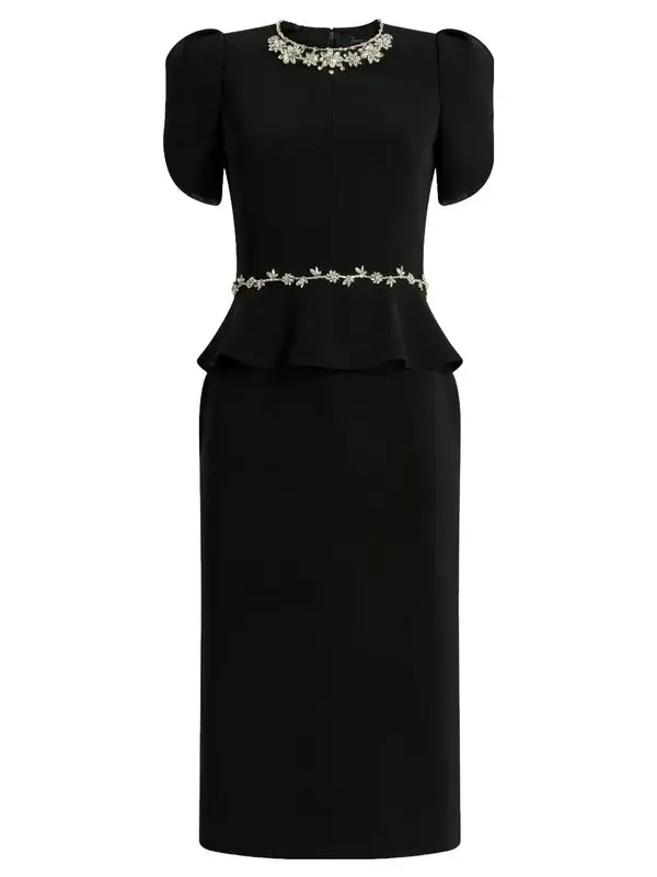 Jenny Packham Jules Floral-embellished Midi Dress - Black