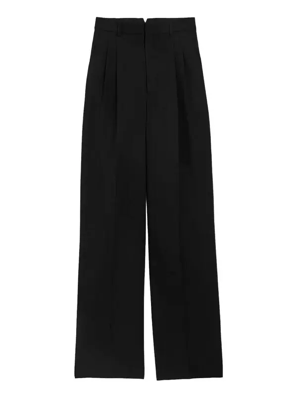 Ami Tailored Pleated High-waisted Trousers - Black