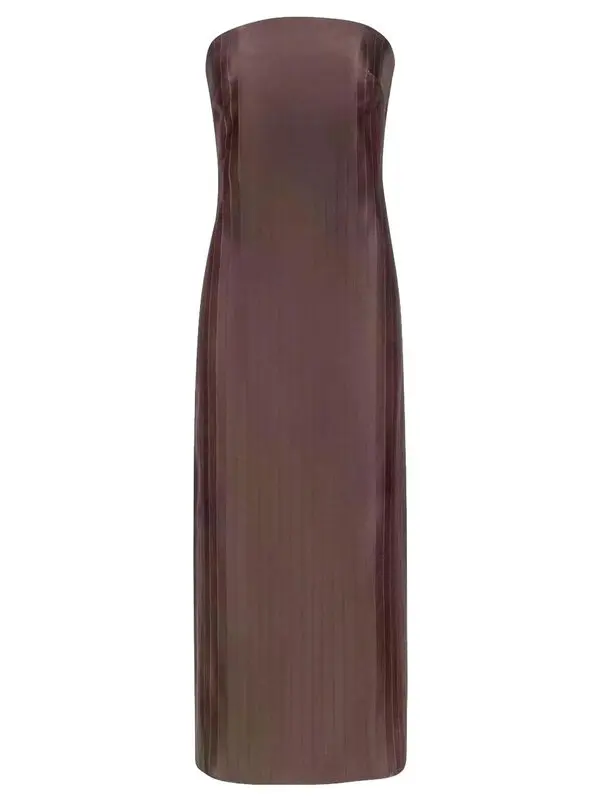 Loulou De Saison Giulia Striped Bustier Midi Dress - Brown