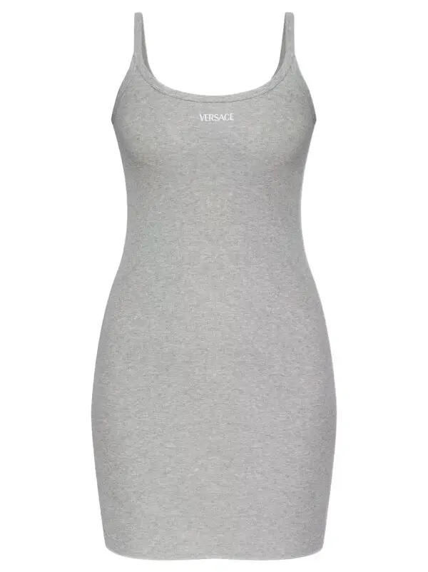 Versace Logo Ribbed Dress - Grey