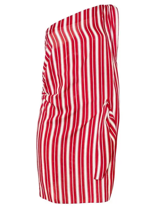 BLAKLACE Striped One-shoulder Mini Dress - Red