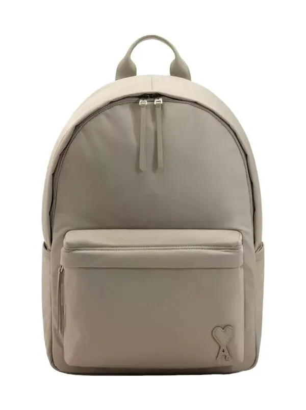 Ami Marcel Padded Logo-patch Backpack - Grey