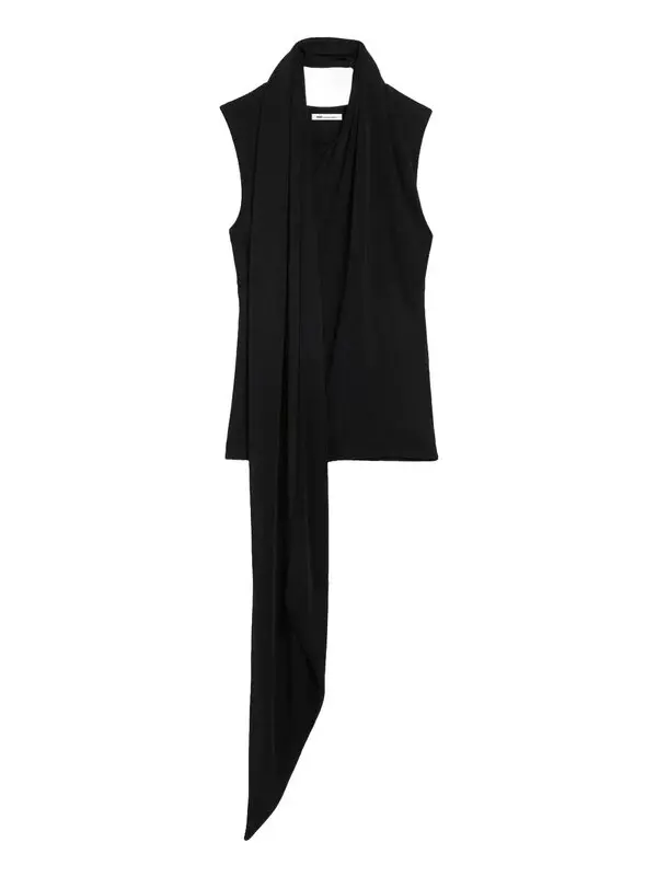 Ami Sleeveless Pussy-bow Top - Black