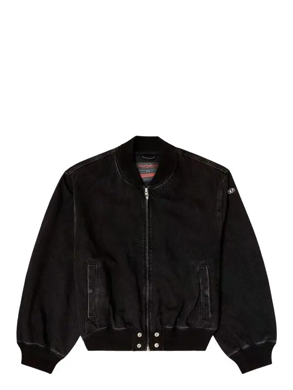 DIESEL® Ribbed Denim Bomber Jacket - Black