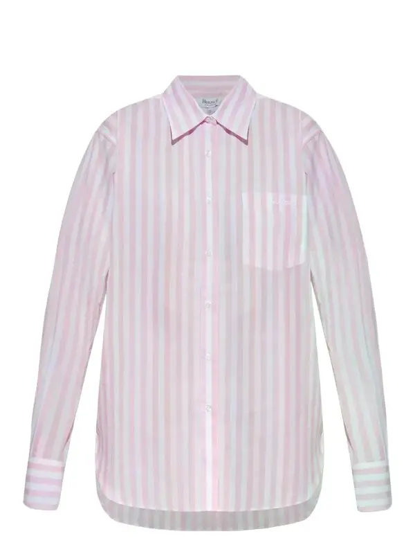 Hunza G Embroidered Striped Oversized Shirt - Pink