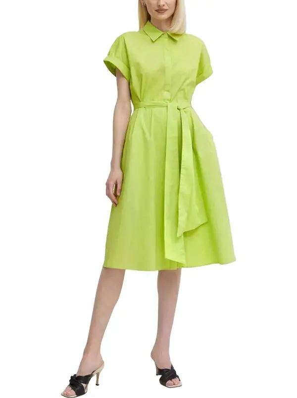 Joseph Ribkoff Tie-waist Mini Shirt Dress - Green