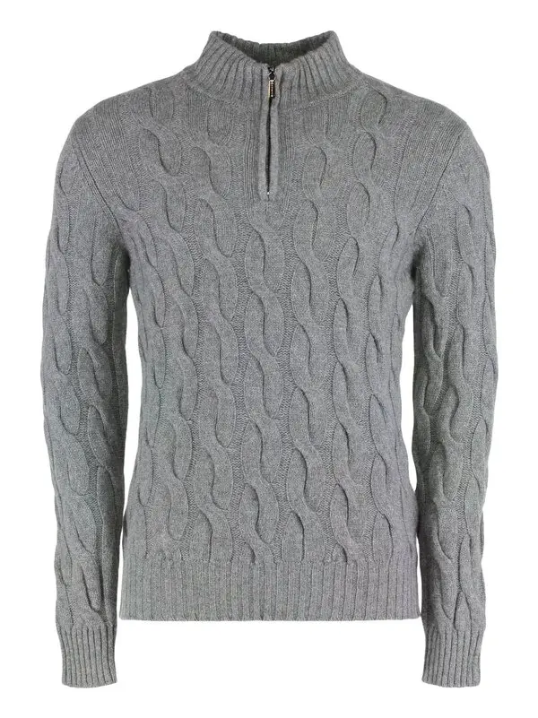 MOORER Fedro-cws Cable-knit Zip Sweater - Grey