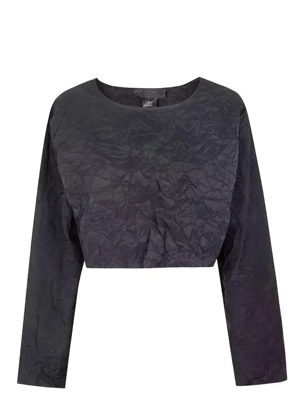 MARIA CALDERARA Crinkled Crop Top - Black