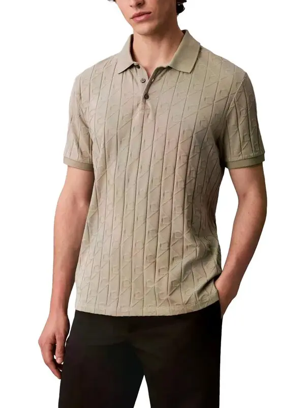 Calvin Klein Embossed Short-sleeve Polo Shirt - Neutrals