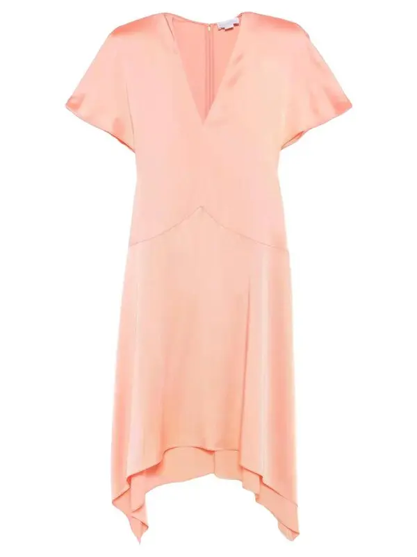 Stella McCartney V-neck Asymmetric Midi Dress - Pink