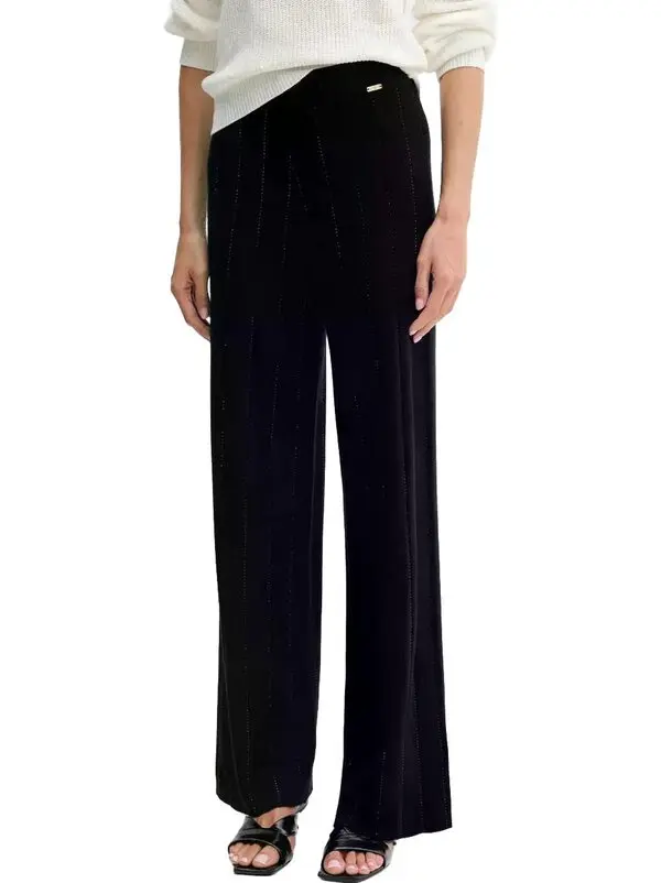 FRACOMINA Studded Wide Leg Trousers - Black