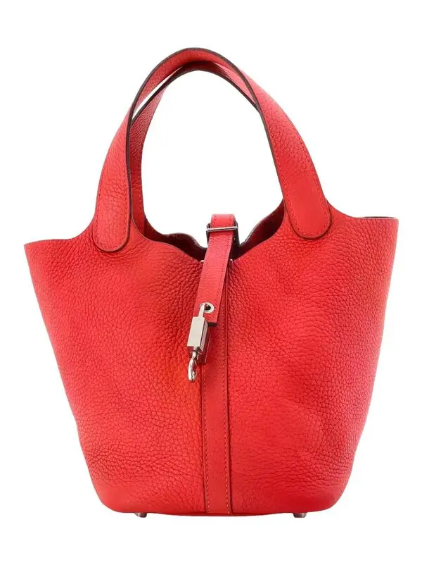 Hermès Picotin Lock Clemence Pm Bucket Bag - Red