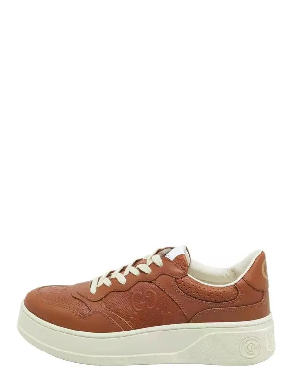 Gucci Jumbo Gg Leather-embossed Sneakers - Brown