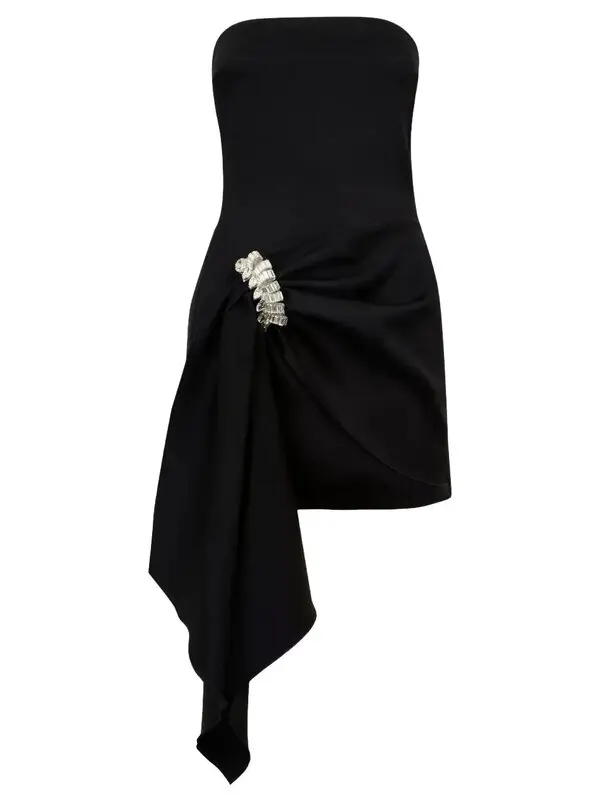David Koma Draped-hem Mini Dress - Black